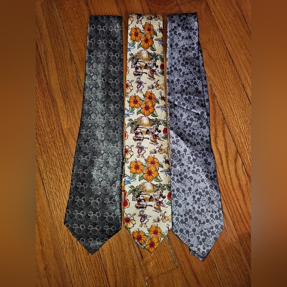Disney | Accessories | Lot Of 3 Disney Character Ties Mickey Mouse Silk ...